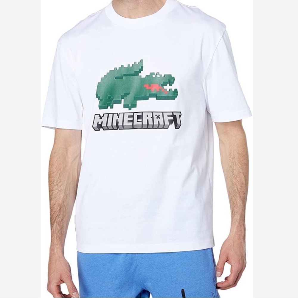 Lacoste X Minecraft Crocodile Print Graphic T Shirt - Gem